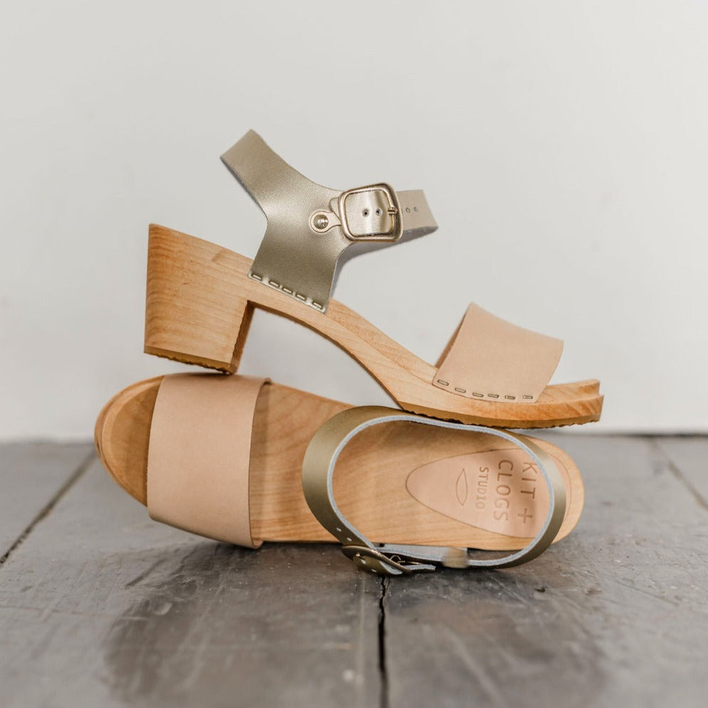 Natural + Champagne Two-Tone Mid Etta Clog – KIT + CLOGS STUDIO