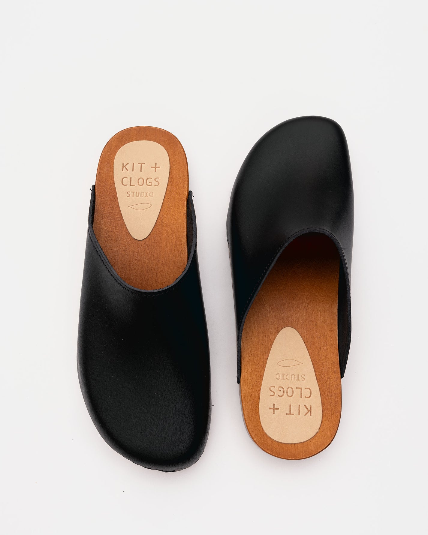Black Leather Wooden Clogs – KIT + CLOGS STUDIO