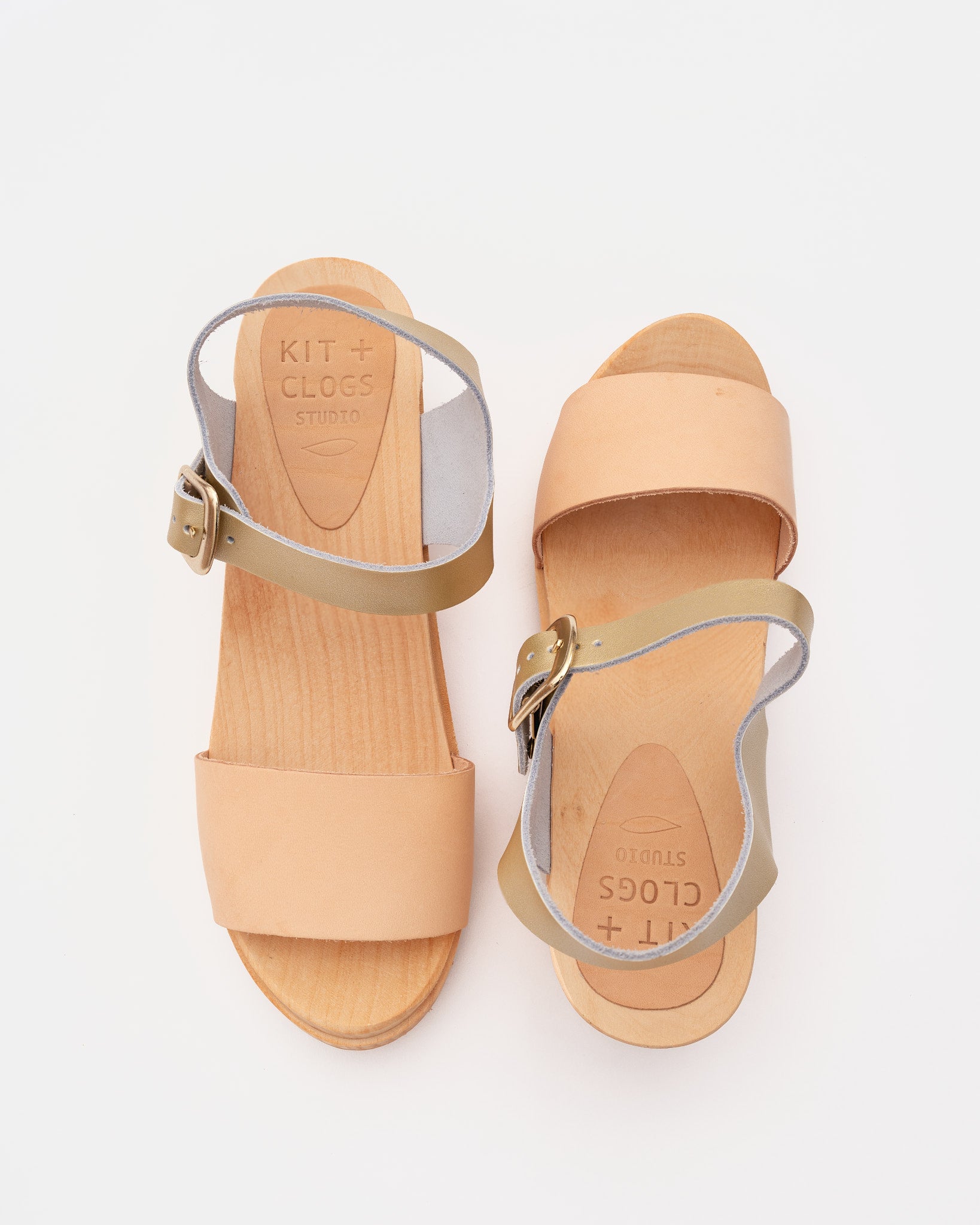 Natural + Champagne Two-Tone Mid Etta Clog – KIT + CLOGS STUDIO