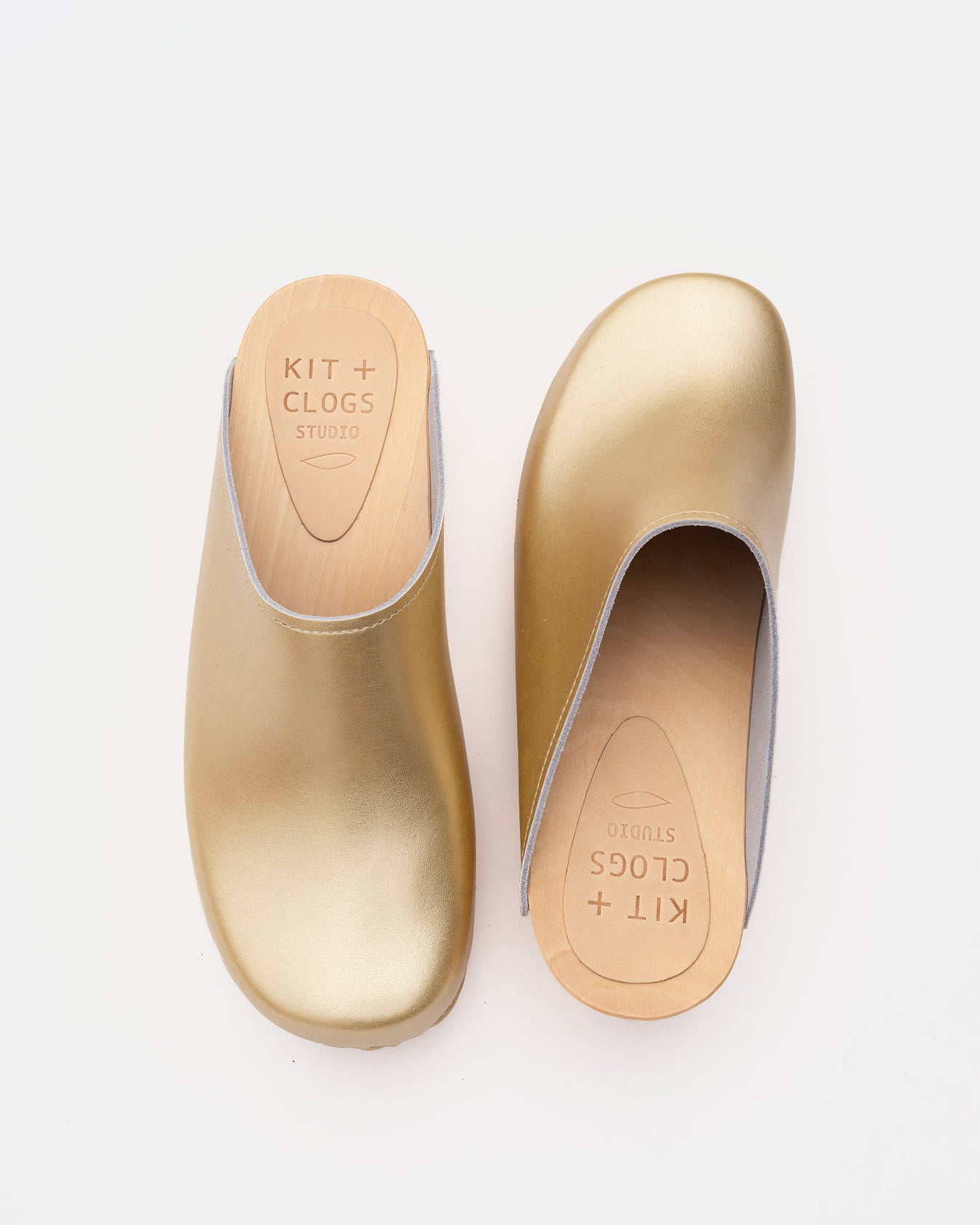 Gold Wooden Mini Heel Clog – KIT + CLOGS STUDIO