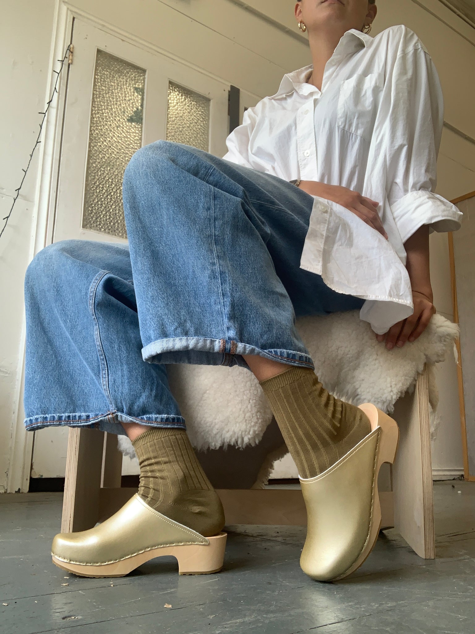 Champagne Mini Heel Klassisk Clog – KIT + CLOGS STUDIO