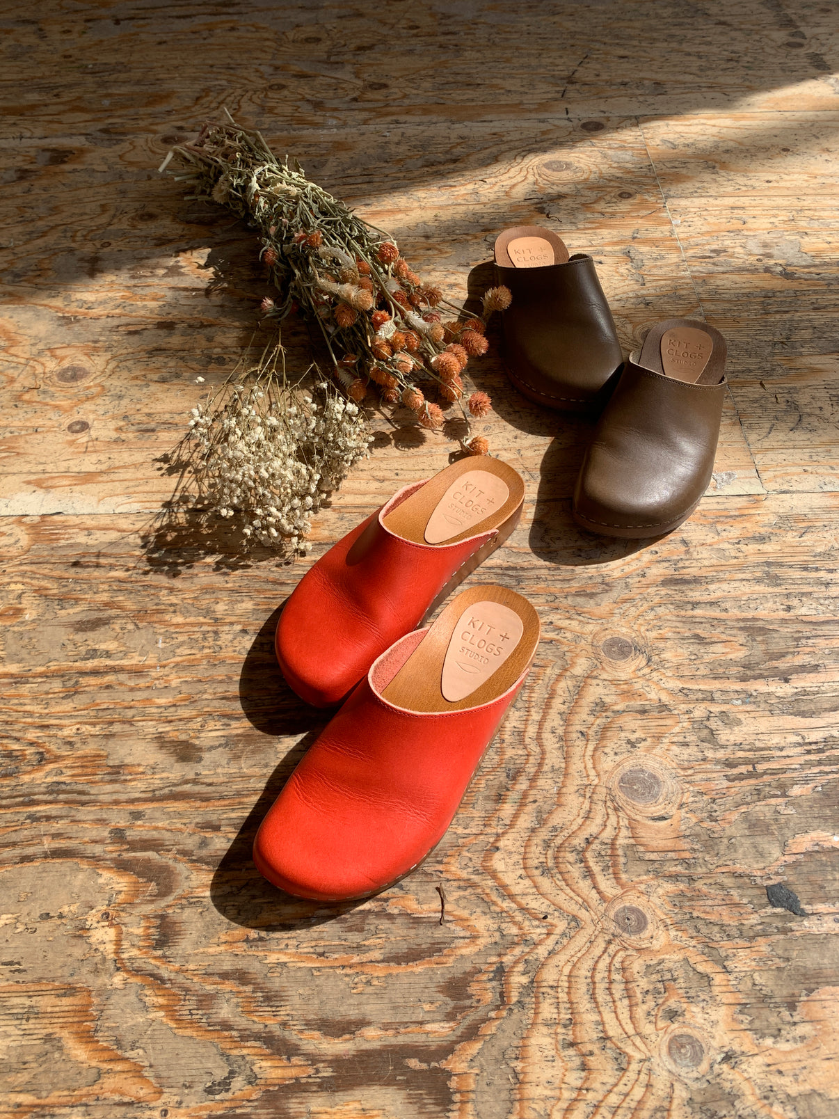 Moss Green Brown Flex Base Klassisk Clog – KIT + CLOGS STUDIO