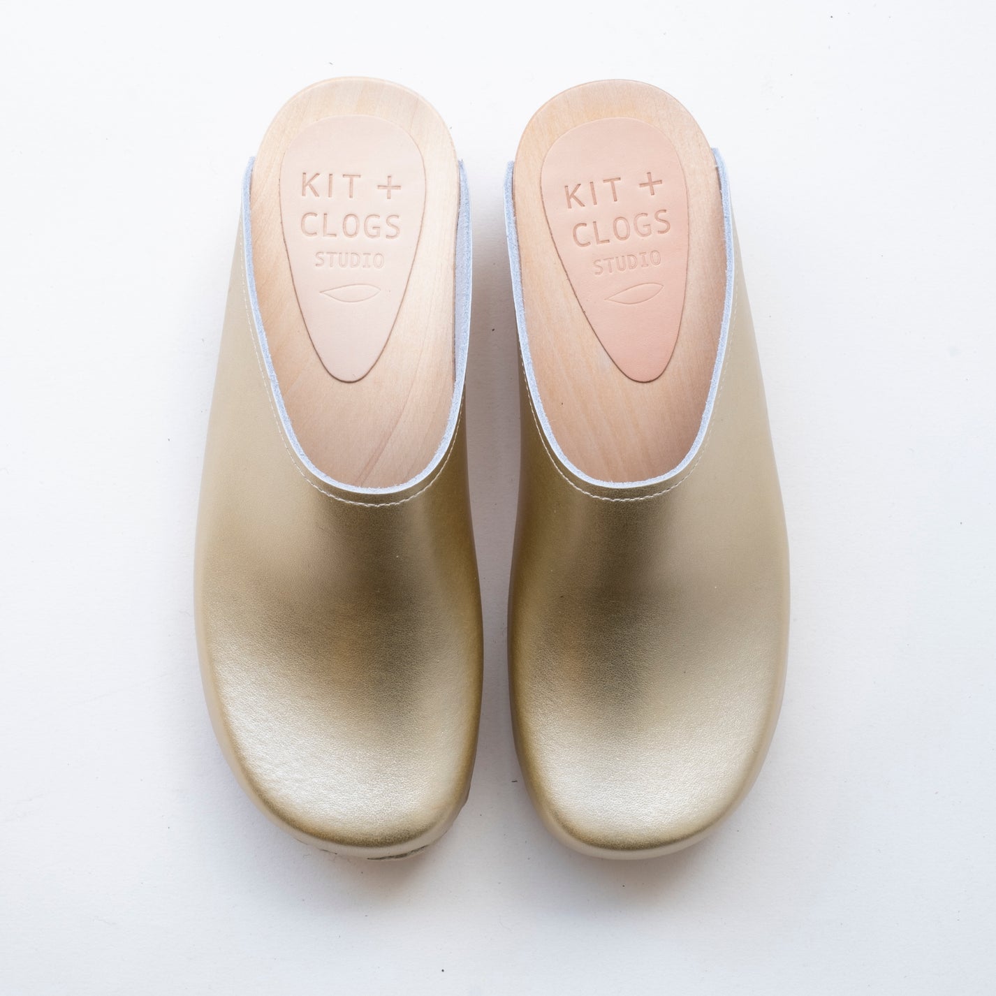Gold Wooden Mini Heel Clog – KIT + CLOGS STUDIO