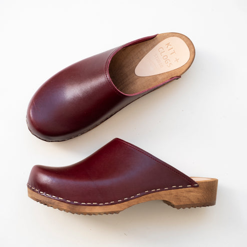 Burgundy Maroon Red Low Klassisk Clog – KIT + CLOGS STUDIO