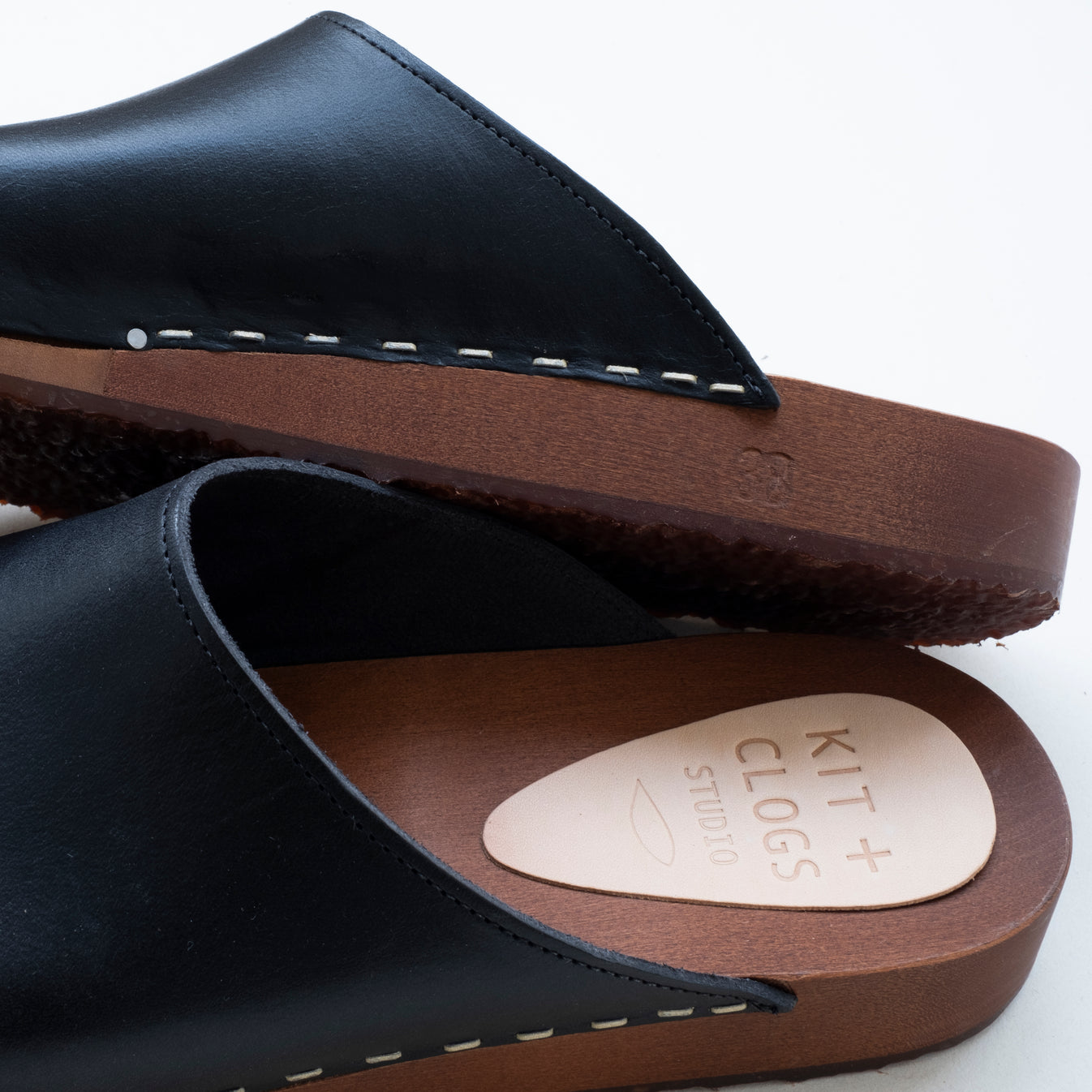 Black Leather Wooden Clogs – KIT + CLOGS STUDIO